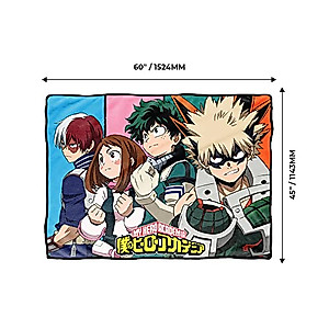 JUST FUNKY My Hero Academia Class 1-A Fleece Throw Blanket | 45 x 60 Inches - A Plus Ultra Gift for Fans - Comfy and Warm Featuring Deku, All Might & More - Great for Home, Travel, and Gifting