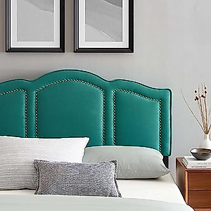 Modway MOD-6579-TEA Emerson Performance Velvet Queen Bed, Teal Platform