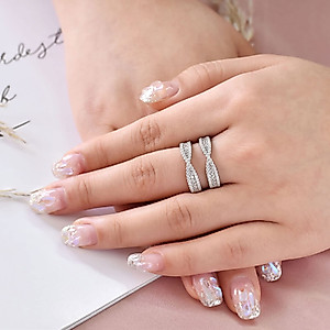 Wuziwen Sterling Silver Cubic Zirconia Infinity Wedding Band Guard Ring Enhancer for Women Size 8