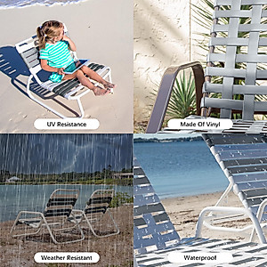 LukLoy Grey Vinyl Straps for Patio Chairs Repair, 2" Wide 20ft Long Patio Garden Furniture Replacement Straps with 20 Rivets