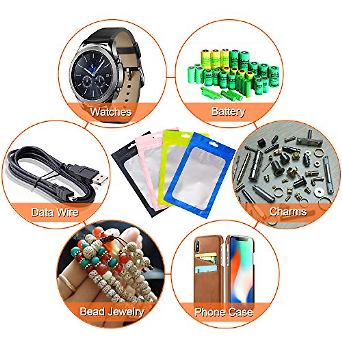 EONJOE 100-pack mylar packaging bags for small business sample bag smell proof resealable zipper pouch bags jewelry food Lip gloss eyelash phone case bracelet keychain package supplies etc -front frosted window -cute (Purple, 2.75×3.93 inches)