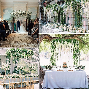 10 Packs Wisteria Artificial Flowers Garland,Total 63ft White Artificial Wisteria Vine Silk Hanging Flower Greenery for Home Garden Outdoor Ceremony Arch Floral Decor Decoration(White)