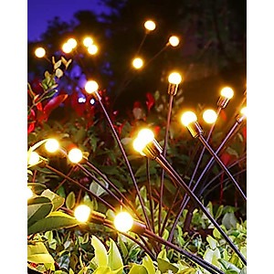 Otdair Solar Garden Lights-New Upgraded 4 Pack 8 LED Solar Powered Firefly Lights 4 Pack Solar Firefly Lights Outdoor Waterproof Vibrant Garden Lights for Patio Pathway Decoration,Warm White