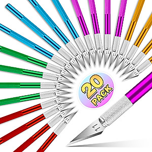 DIYSELF 20 Pack Exacto Knife, Exacto Knives Bulk, Craft Knife for Paper, Wood, Cardboard, Plastic, Stencil, Art, Clay, Hobby Knife with Exacto Knife Blades, Precision Knife