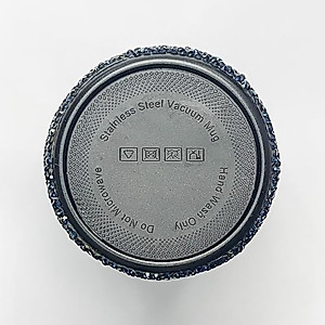 Cupcupmore 12 oz Bling Dark Blue Rhinestone Stainless Steel Coffee Tumbler,Shiny Travel Insulated Coffee Mug with Lid, Reusable Spill Proof Coffee Cup,Portable Thermal Mug for Hot and Cold