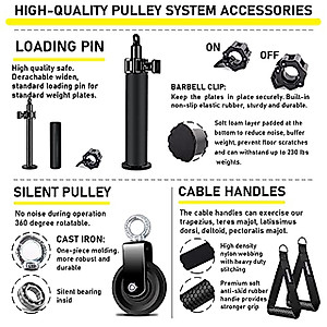 GAGAGYM Home Gym Pulley System, Tricep Workout Pulley System for LAT Pulldown, Biceps Curl, Triceps, Shoulders, Back, Forearm Workout, Weight Cable Pulley System for Squat Rack, Garage