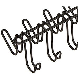 iDesign Classico Metal 14-Hook Closet Organizer Rack for Ties, Belts, Hats, Purses, and More, 10.25" x 3.75" x 6.75", Matte Black
