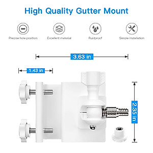 HOLACA Gutter Mount for Blink Outdoor Camera, Weather Proof Wall Outdoor Mount for Blink XT2/Blink Outdoor 4/3 Blink Mini 2/1 Blink Indoor Smart Security Camera,No Tools(2 Pack, White)