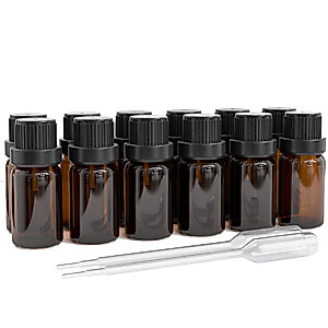 Two Scents Essential Oil Bottles - A set of 12 Amber glass bottles for essential oils, Aromatherapy, Perfume Samples, Mini 10 ml Glass Vials With Cap and Dropper | Complete Carrier Oil Kit – DIY