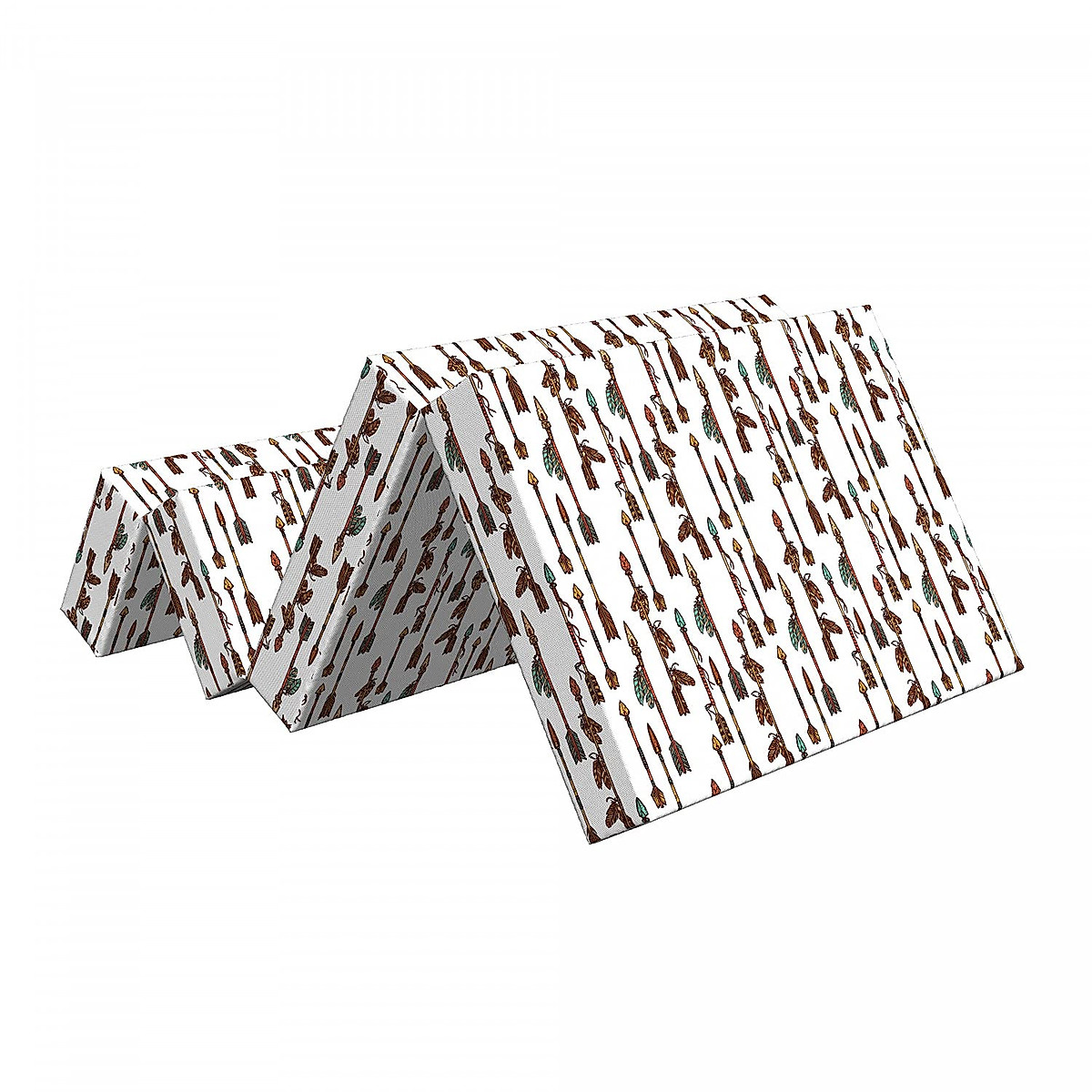 Ambesonne Arrow Foldable Mattress, Archery Bohemian Ethnic, 74.8" x 35.4", Multicolor