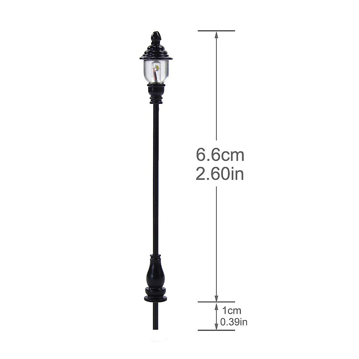 Evemodel LQS21 10PCS Model Railroad Train Lamp Posts Led 6.6cm or 2.6inch Street Light Lamps OO / HO Scale