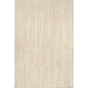 nuLOOM 9x12 Rigo Jute Hand Woven Area Rug, Off White, Solid Farmhouse Design, Natural Fiber, For Bedroom, Living Room, Dining Room, Hallway, Office, Kitchen, Entryway