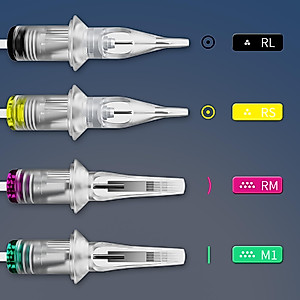 BIGWASP 50pcs Assorted Disposable Cartridge Tattoo Needles Round Shader Mixed 3RS 5RS 7RS 9RS 11RS (50pcs #12 Standard RS)