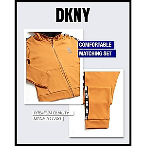 DKNY Boys' Sweatsuit Set - 2 Piece Fleece Sweatshirt and Jogger Sweatpants (Size: 4-12), Size 5, Meerkat