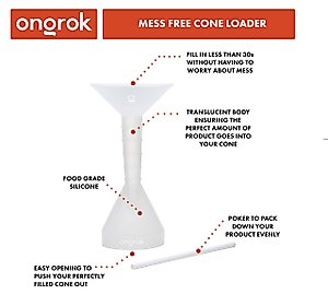 ONGROK Transparent Filler, Loader and Packer Device with Measuring Guide, Kit includes: Funnel and Packing Stick