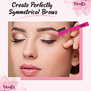 Eyebrow Brush Pencil Comb Kit - Duo Spoolie Thin Angled Real Firm Bristles Filling Blending Definer Techniques For Tint Powder Brow Pomade Gel Makeup Combing Eye Lashes To Shape Eyelashes Growth