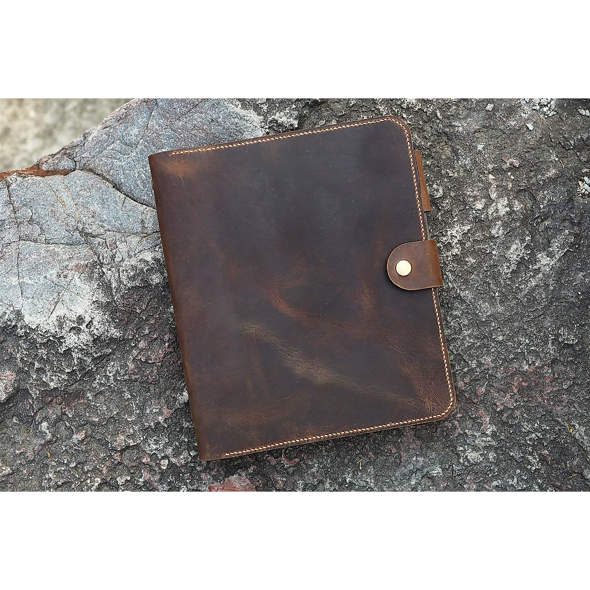 Leather business portfolio 3 ring binder for letter size 3 hole refill paper/leather organizer folder for 8.5 x 11 refillable paper NL05BS