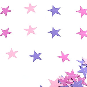 MY MIRONEY Star Bunting Garland Pink & Purple Twinkle Star Hanging Garland Birthday Party Decorations Glitter Stars Paper Party Banner,2.56" Width,13 ft