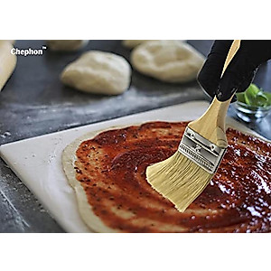 Chephon Natural Bristles Pastry Basting Brushes Set with wooden handle for Baking Kitchen Cooking BBQ Grill and Basting Oil Sauce and Marinade, 4 Pack