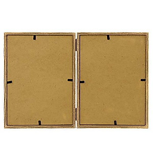 AEVETE 5x7 Double Picture Frames Vertical Hinged Wood Folding Photo Frames with Real Glass Front