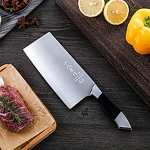 SHI BA ZI ZUO Slicing Knife Meat Knife Cleaver 7 Inches Cutting Veggie with Sturdy Handle