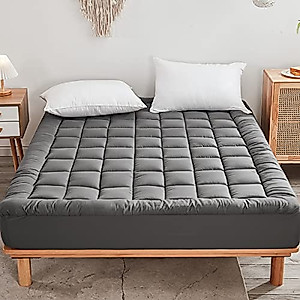 Mattress Pad - Pillow Topper with Stretches to 18” Deep Pocket Fits Up to 8”-21” Cooling Bed Topper,Soft and Breathable Mattress Protector Cover (Gray, Queen)