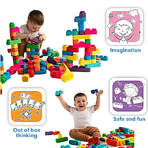 Far far land -Super Soft Building Blocks for Toddlers Ages 1-3 Years– Teaches & Enhances Creativity and Fine Motor Skills- STEM Building Set - 71 Pieces