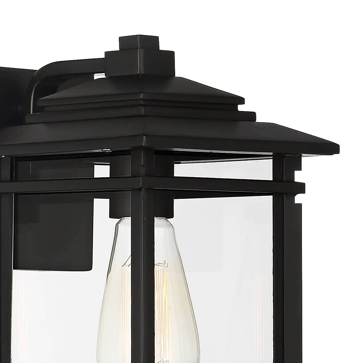 John Timberland North House Mission Outdoor Wall Light Fixture Matte Black Metal 12" Clear Glass Panels Shade for Exterior House Porch Patio Outside Deck Garage Yard Front Door Garden Home