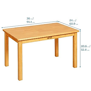ECR4Kids 24in x 36in Rectangular Hardwood Table with 20in Legs and Two 10in Chairs, Kids Furniture, Honey