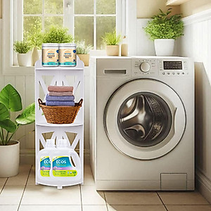 ShellKingdom Toilet Paper Stand, Corner Shelf Stand, Small Bathroom Storage Cabinet for Bathroom, Home, Small Space, Corner Shelf, White