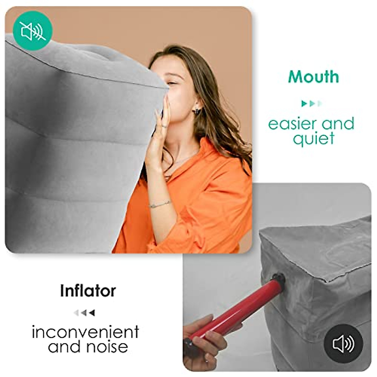 Inflatable Toddler Bed on Air - SVOPY Travel Foot Rest Pillow with Adjustable Height Leg Pillow for Long-Range Flight, Must-Have Item for Airplane, Train, SUV