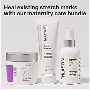 TriLASTIN Maternity Stretch Mark Bundle with Nourishing Body Oil and Hydro-Thermal Accelerator | 1 Month Supply of All-Natural, Paraben-Free, and Hypoallergenic Skincare Products