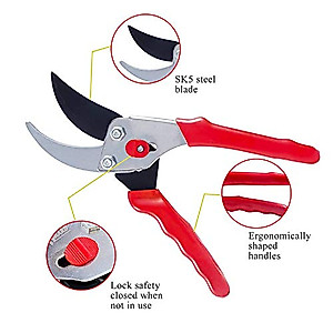FLORA GUARD - 8.5Inch Traditional Bypass Pruning Shears - Professional Tree and Branch Garden Pruner
