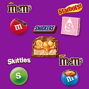 M&M'S Milk Chocolate, M&M'S Caramel, SNICKERS, SKITTLES & STARBURST Individually Wrapped Bulk Variety Pack Candy Assortment, 45.69 oz, 90 Pieces Bag