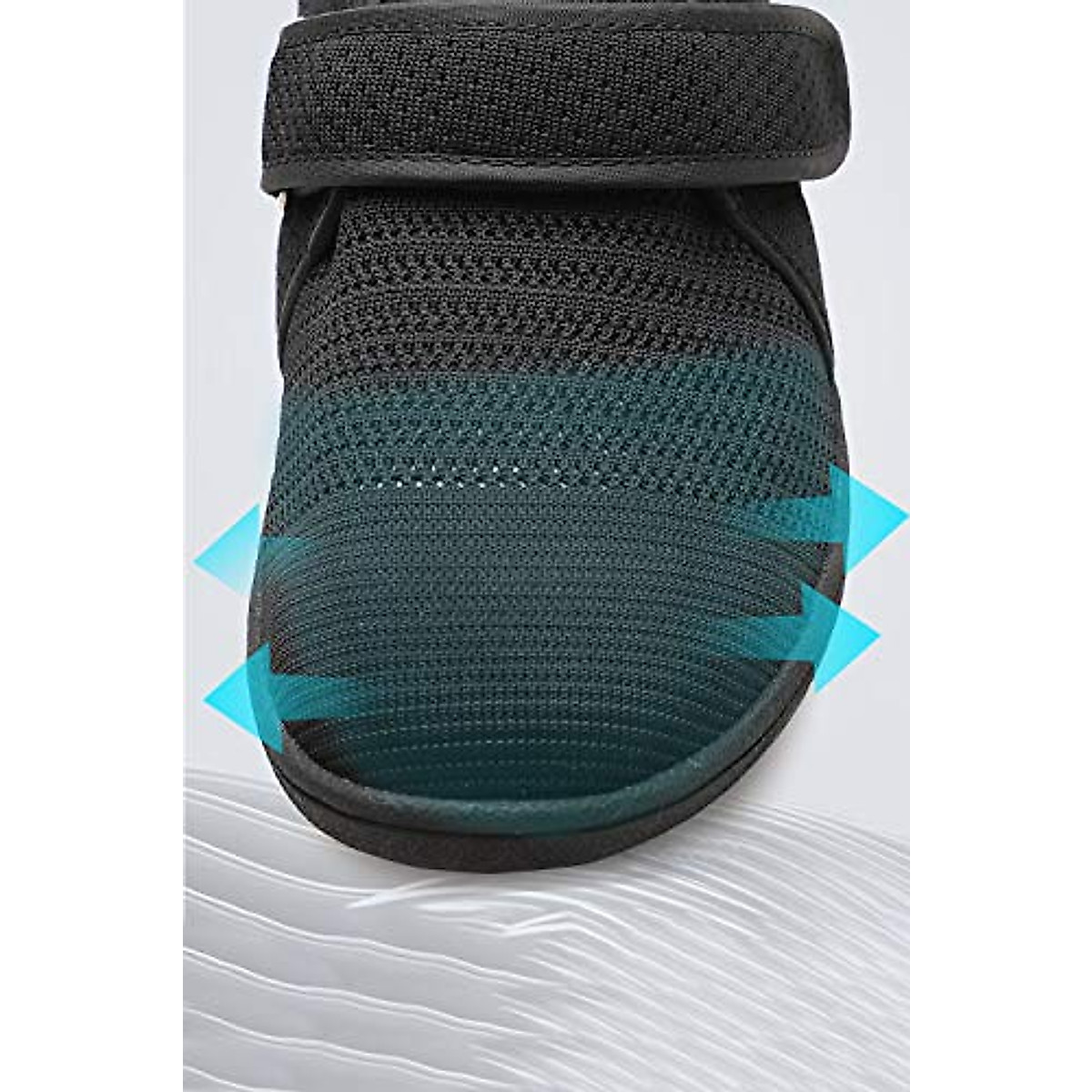 ZUMEIJIA Women's Diabetic Shoes for Women Casual Adjustable Walking Shoes Wide Shoes for Elderly Swollen Feet Non-Slip Air Cushion Bottom Fattening and Widening 9.5 Black