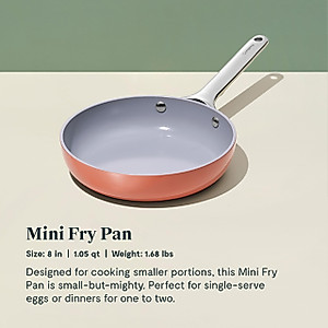 Caraway Mini Duo - Non-Stick Ceramic Mini Fry Pan (1.05 qt, 8") & Mini Sauce Pan (1.75 qt) - Non Toxic, PTFE & PFOA Free - Oven Safe & Stovetop Agnostic (Gas, Electric & Induction) - Perracotta