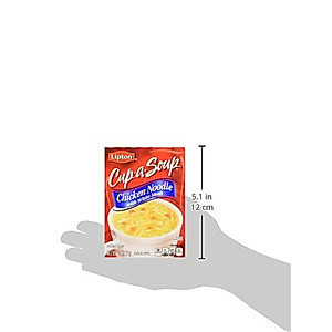 Lipton Cup-a-Soup Instant Soup For a Warm Cup of Chicken Noodle Soup Made With Real Chicken Broth Flavor 1.8 oz 4 ct, Pack of 12