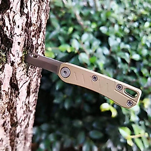 SZHOWORLD Small EDC Knife, Compact Folding Pocket Box Cutter for Cutting Rope, Carton, Paper and Boxes with Brass Handle