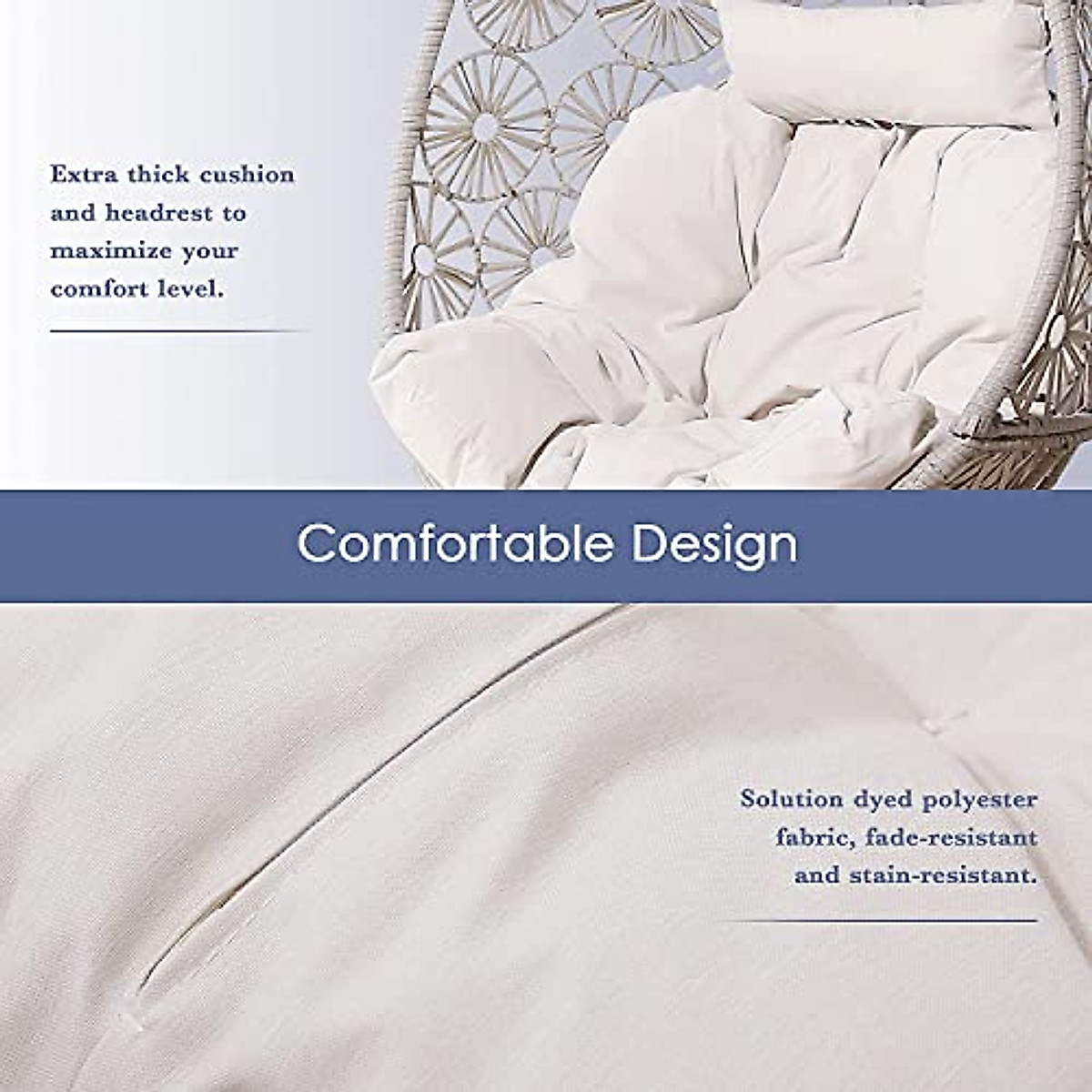 Egg Chair Outdoor Patio Furniture Wicker Swivel Nest Chair for Indoor with Cushion and Pillow