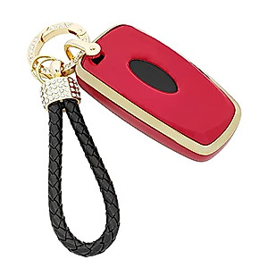 Soft TPU Key Fob Cover Case Fit for 2017 2018 2019 Ford Fusion Edge Mustang F150 Explorer Expedition Ecosport Keyless Entry Remote Holder Skin Jacket Protector with Keychain (Red)