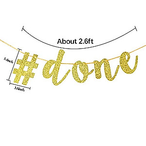 INNORU # Done Banner - Gold Glitter Congrats Grad Sign, Senior, College Graduation Party Decorations Supplies