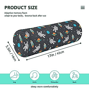 Vnurnrn Cartoon Space Rockets Planets Neck Support Pillow Round Neck Roll Bolster Cylinder Pillow Cervical Pillows Leg Pillow for Leg Knee Back Head Support for Study Work Men Women