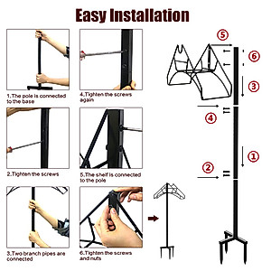 Artigarden Freestanding Garden Hose Holder Hanger, Heavy Duty Metal Water Hose Reel Storage Stand Rack for Yard Lawn, Bright Black (Hose not Included)
