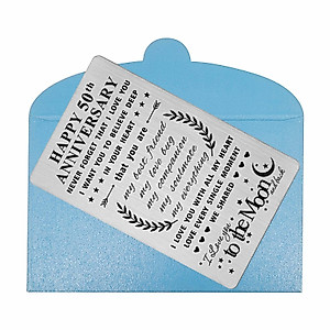 Jzxwan 50 Year Anniversary Card Gifts for Wife from Husband, Happy 50th Anniversary Wallet Card Gift for Wifey Women, Female 50 Years of Marriage Present for Couple