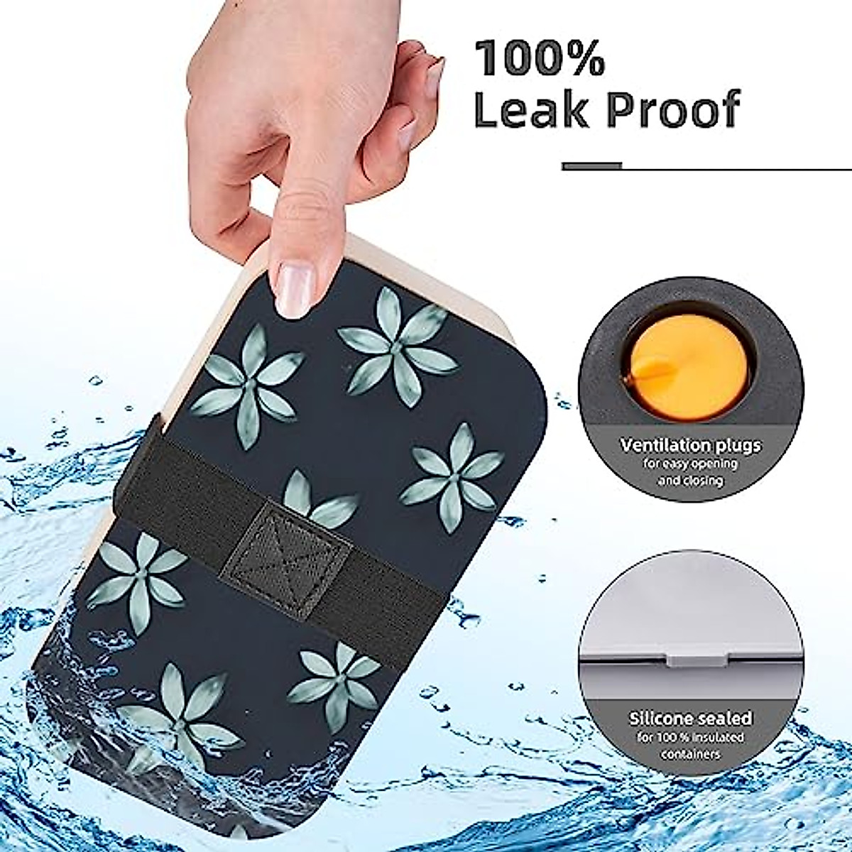 Beautiful Camellia Adult Lunch Box, Bento Box, With Cutlery Set Of 3, 2 Compartments, Rectangular, Lunch Box For Adults