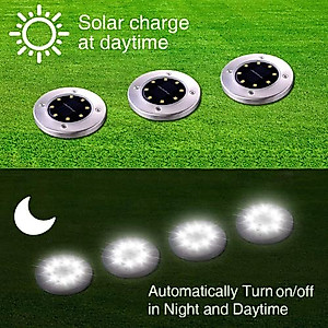 ZGWJ Solar Ground Lights,16 Pack Waterproof Solar Garden Lights, Upgraded Outdoor Garden Waterproof Bright in-Ground Lights, Landscape Lights for Pathway,Yard,Deck,Lawn,Patio,Walkway White