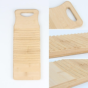 FMTYAOIU Bamboo Hand Washboard for Laundry Washing Clothes, Cleaning Board for Hand Washing Scrub Board, Old Fashioned Hand Washer for Women School Home, Thickened Scrubbing Washboard, 15.7x5.9x0.7in