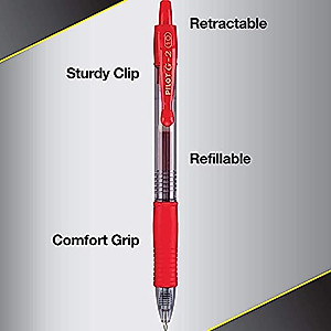 PILOT G2 Premium Refillable & Retractable Rolling Ball Gel Pens, Bold Point, Red, 8-Pack (15322)