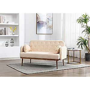 Nigwedete 55'' W Loveseat Sofa, Accent Sofa with Metal Feet, Modern Upholstered Sofa Couch for Small Living Room, Apartment and Small Space, Beige