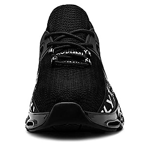 DYKHMATE Steel Toe Shoes for Men Women Lightweight Fashion Safety Sneakers Breathable Comfortable Safety Toe Slip On Tennis Shoes for Work (9, Black White)